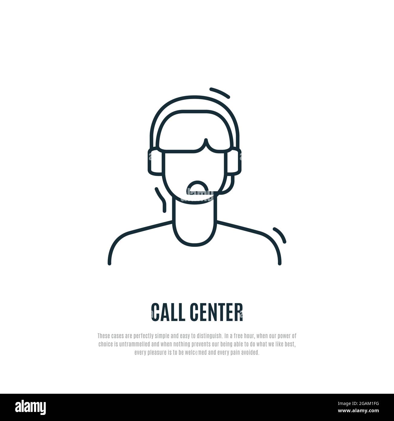 Customer Service Icon. Operator of contact centre With Headphone. Line ...