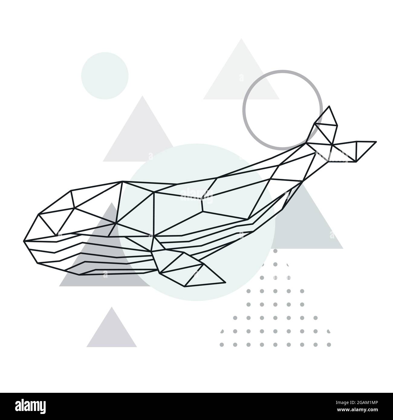 Polygonal Whale illustration. Geometric marine animal poster ...