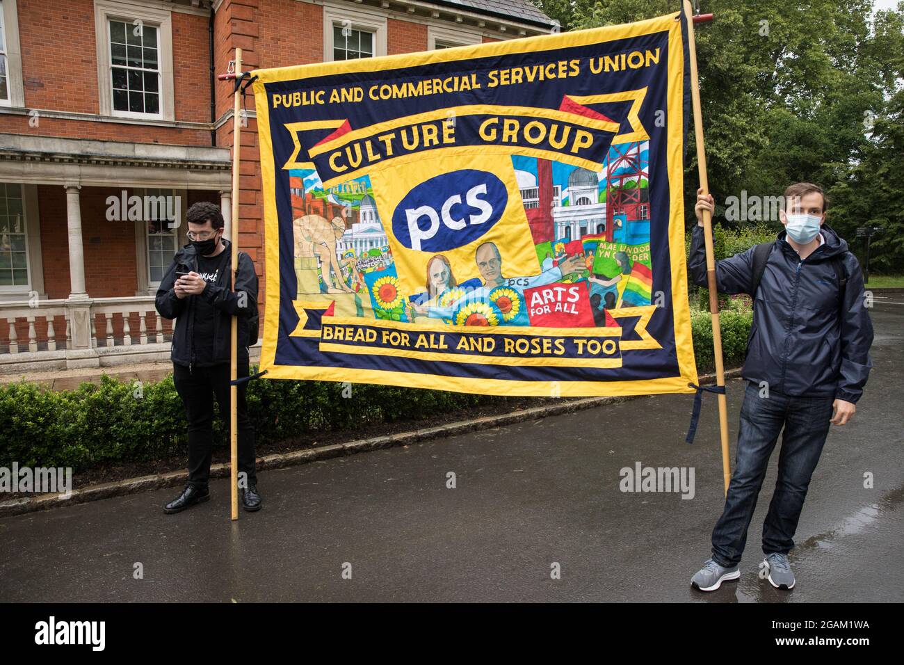 London, UK. 30th July, 2021. Members of the PCS Culture Group hold a ...