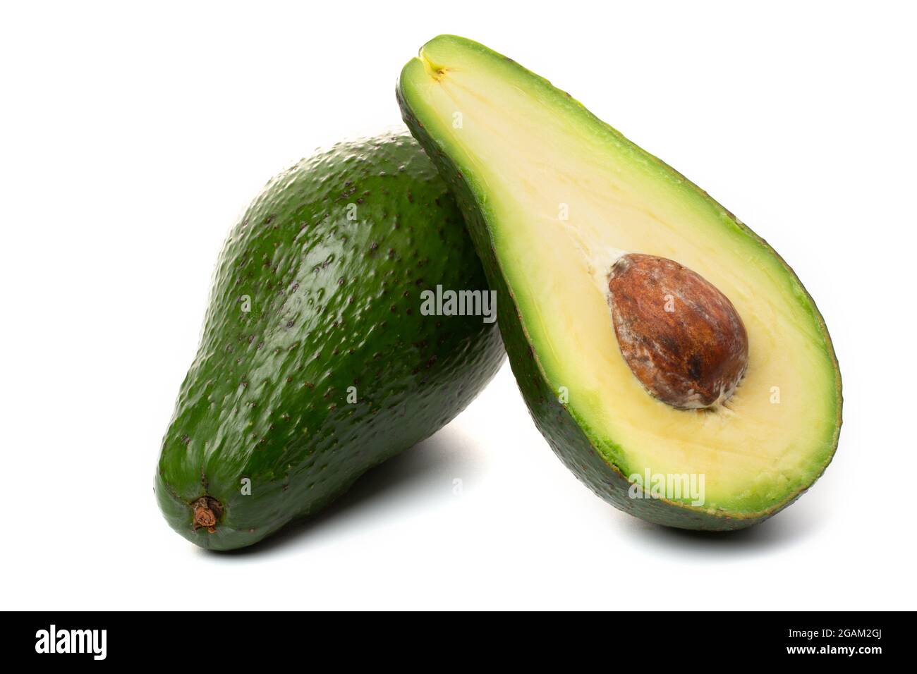 Avocado whole fruit and slices, isolated on a white background Stock ...