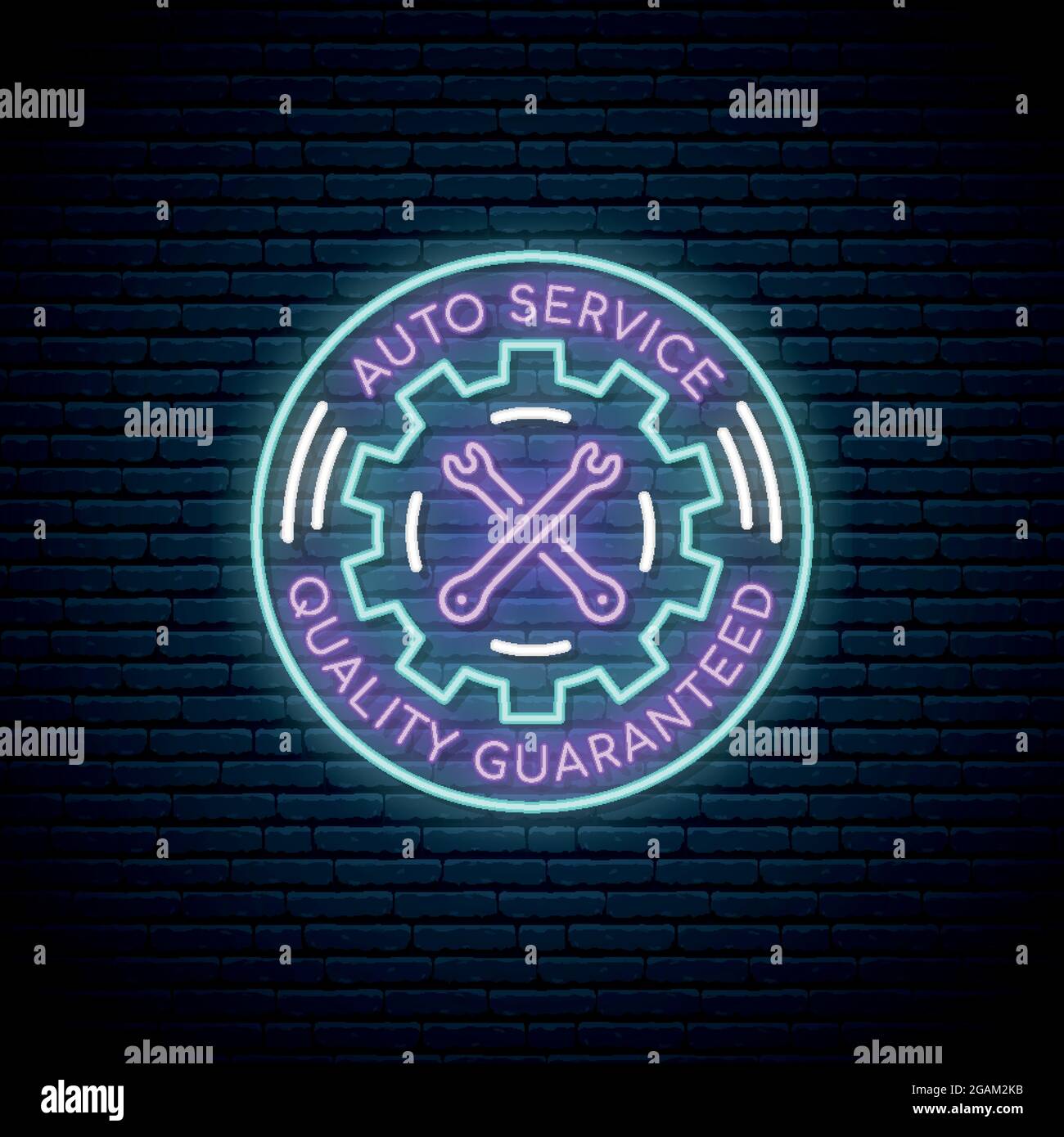 Neon sign of Auto Service. Neon car service emblem, bright banner ...