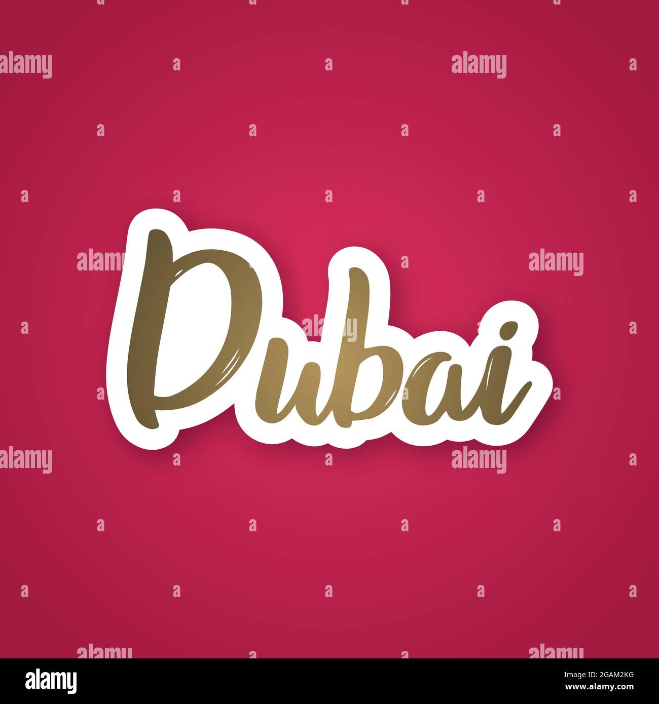 Dubai - handwritten name of the city. Sticker with lettering in paper ...