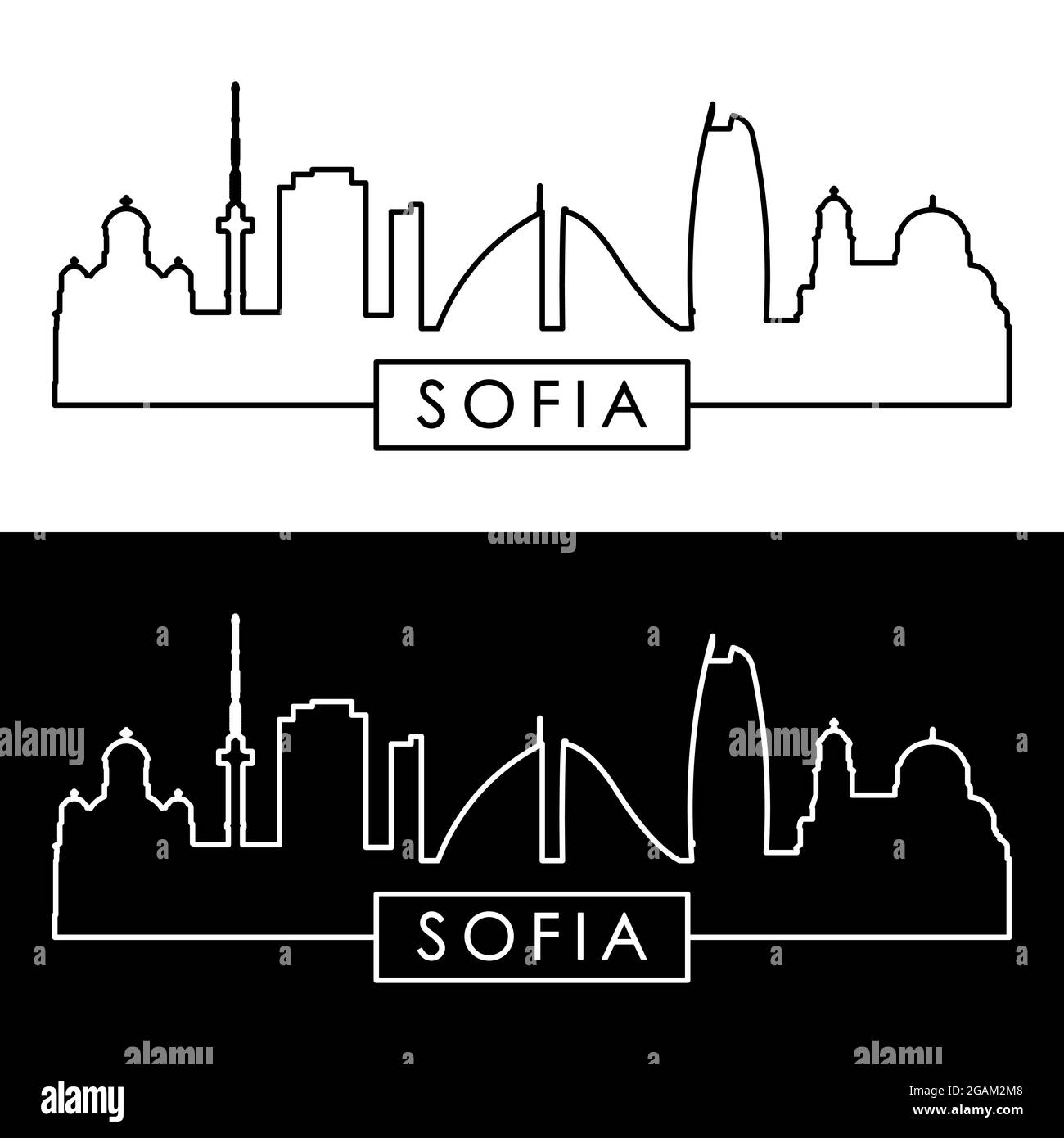 Sofia skyline. Linear style. Editable vector file Stock Vector Image ...