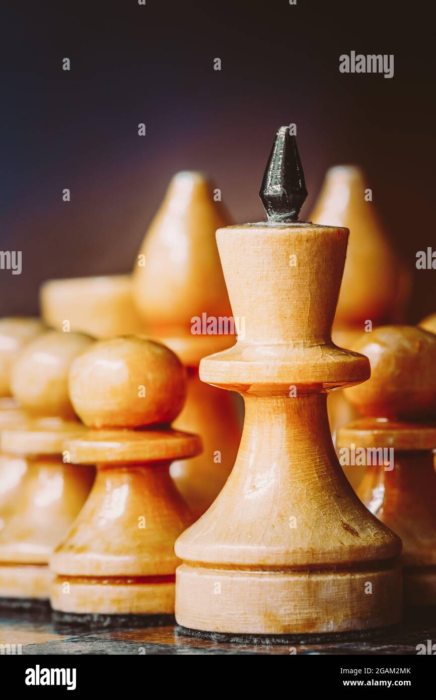 Chess Leader Leading His Army White Wooden Figures Stock Photo - Alamy