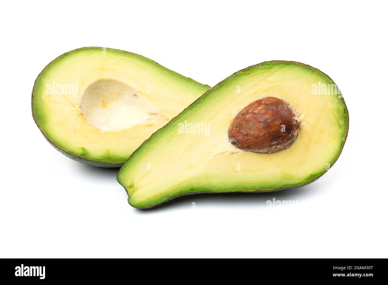 Avocado whole fruit and slices, isolated on a white background Stock ...