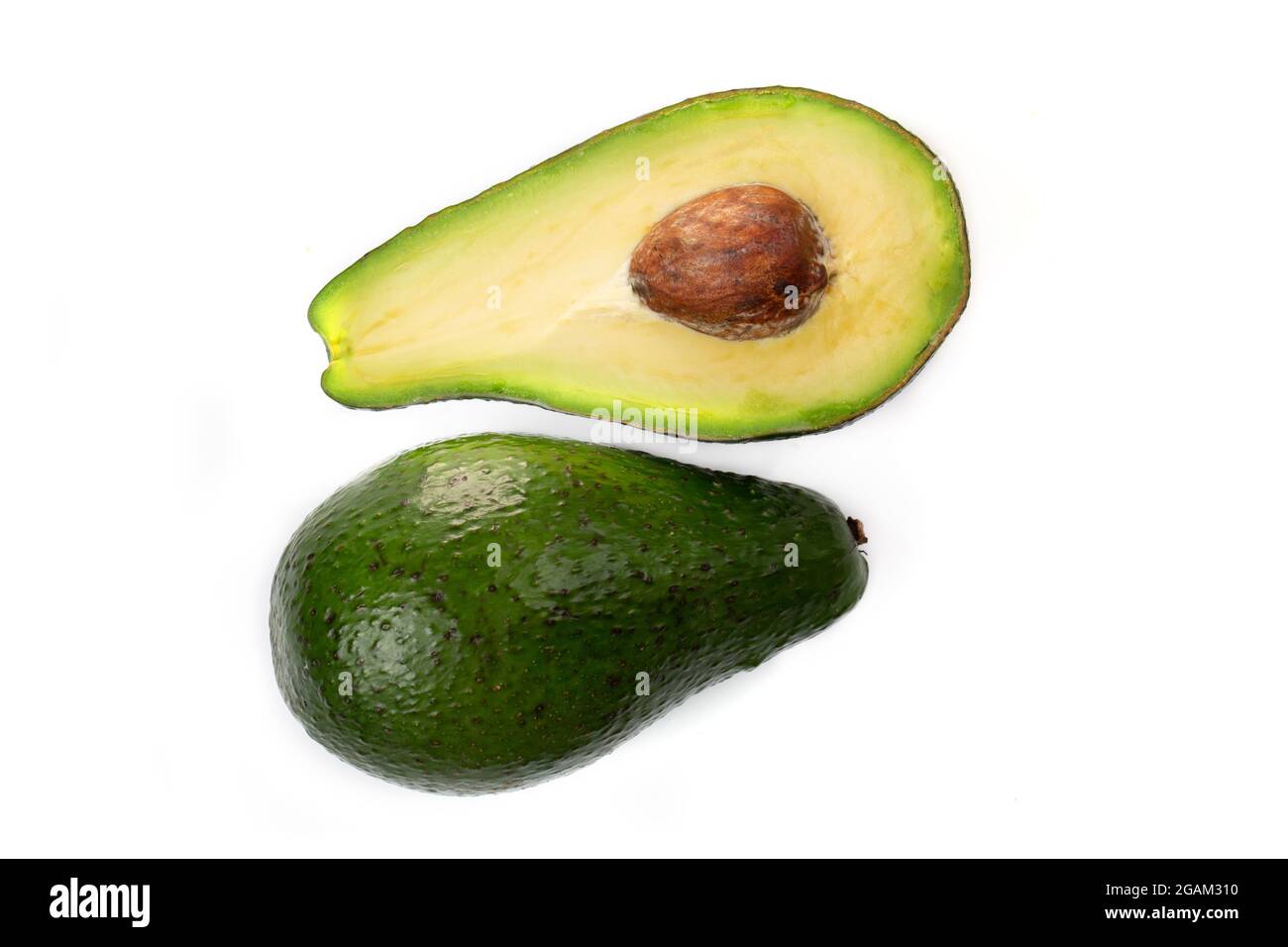 Avocado whole fruit and slices, isolated on a white background Stock ...