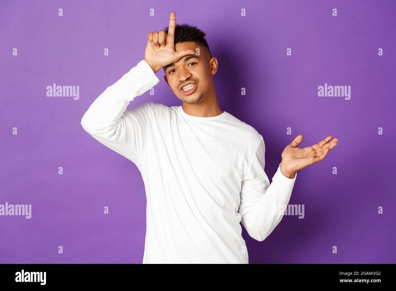 Image of arrogant and confident african-american man, mocking lost team ...