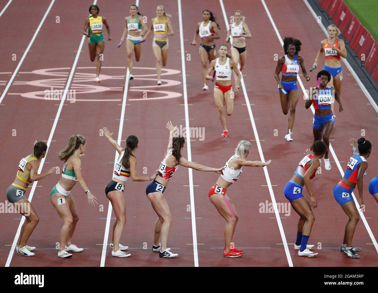 Tokyo, Japan. 31st July, 2021. Athletes compete in the 4X400 Mixed ...