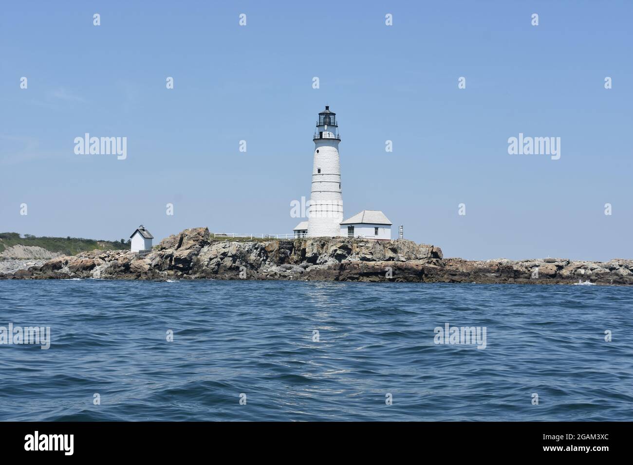 Scenic Boston Light on a rock ledge in Boston Harbor Stock Photo - Alamy