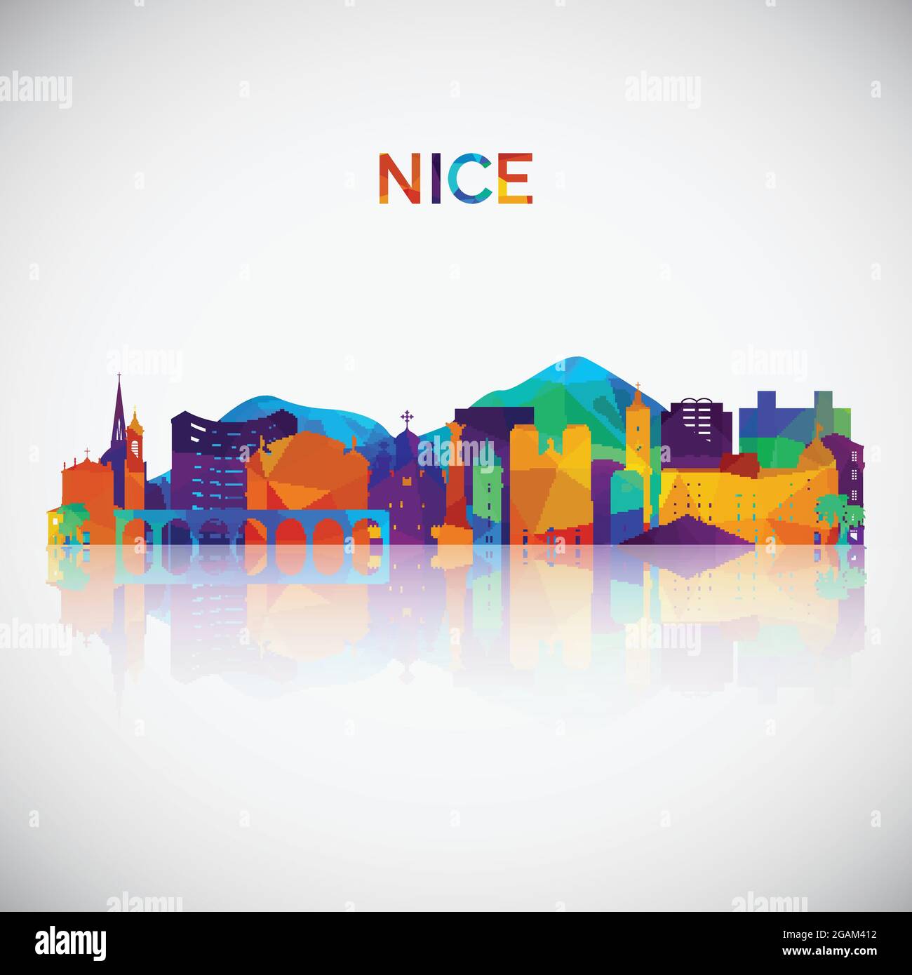 Nice skyline silhouette in colorful geometric style. Symbol for your ...