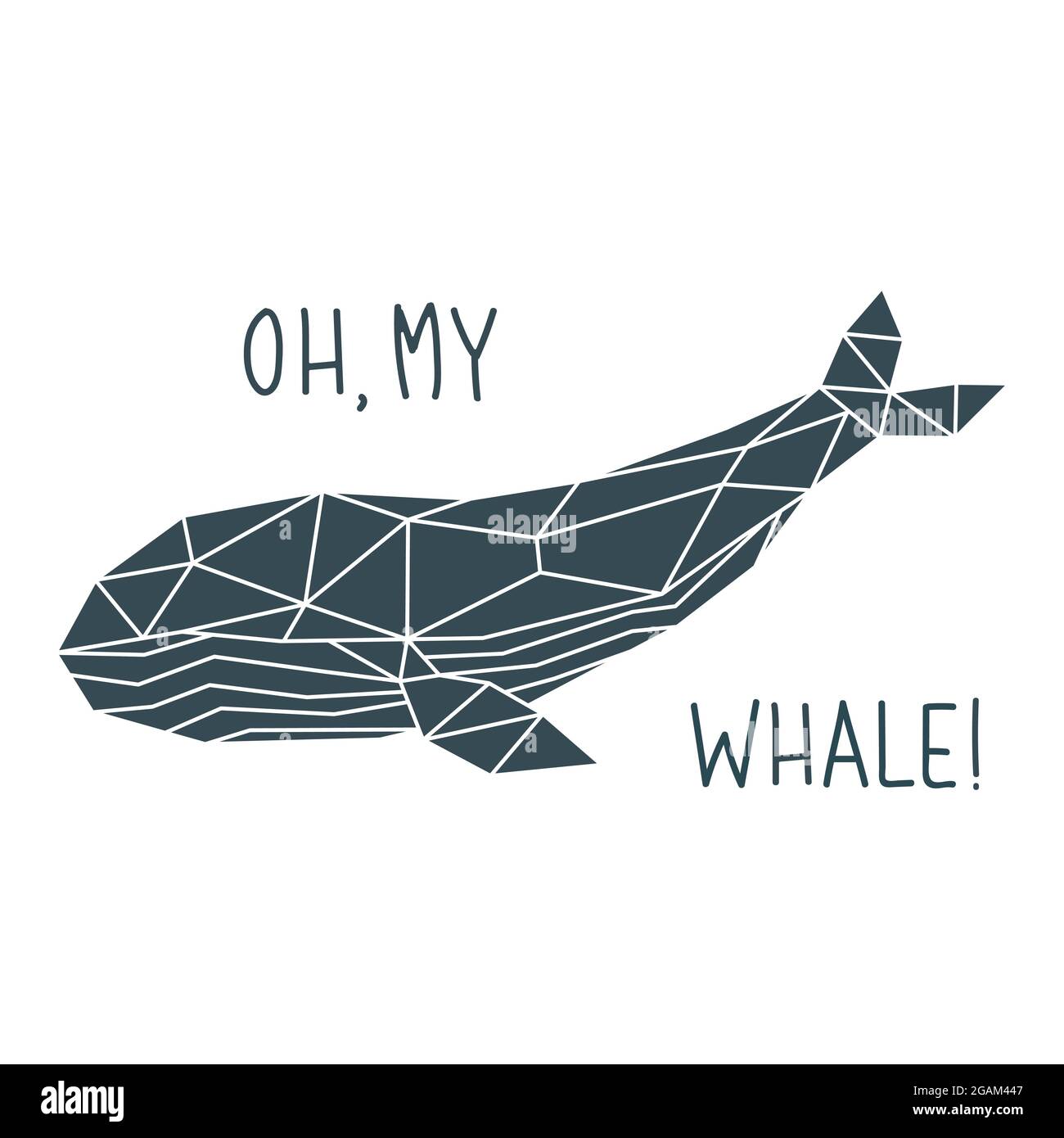 Whale print in polygonal style . Geometric marine animal poster ...