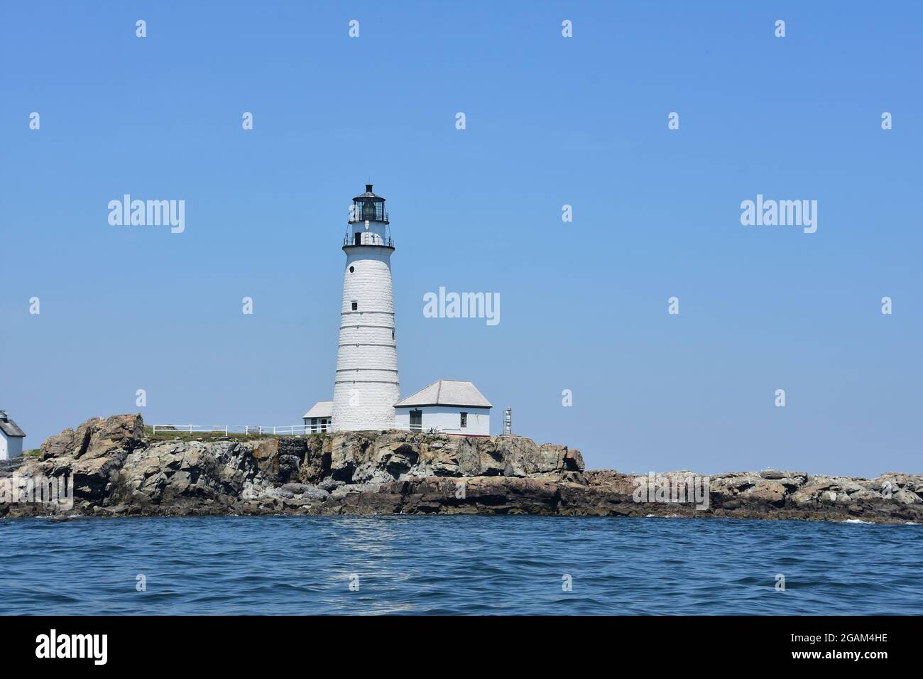 Landmark Boston Harbor Lighthouse as seen from the harbor and boats ...