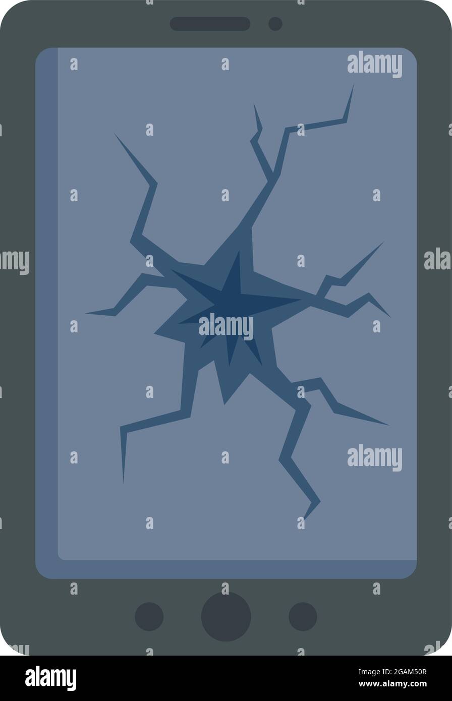Broken smartphone display icon. Flat illustration of broken smartphone ...