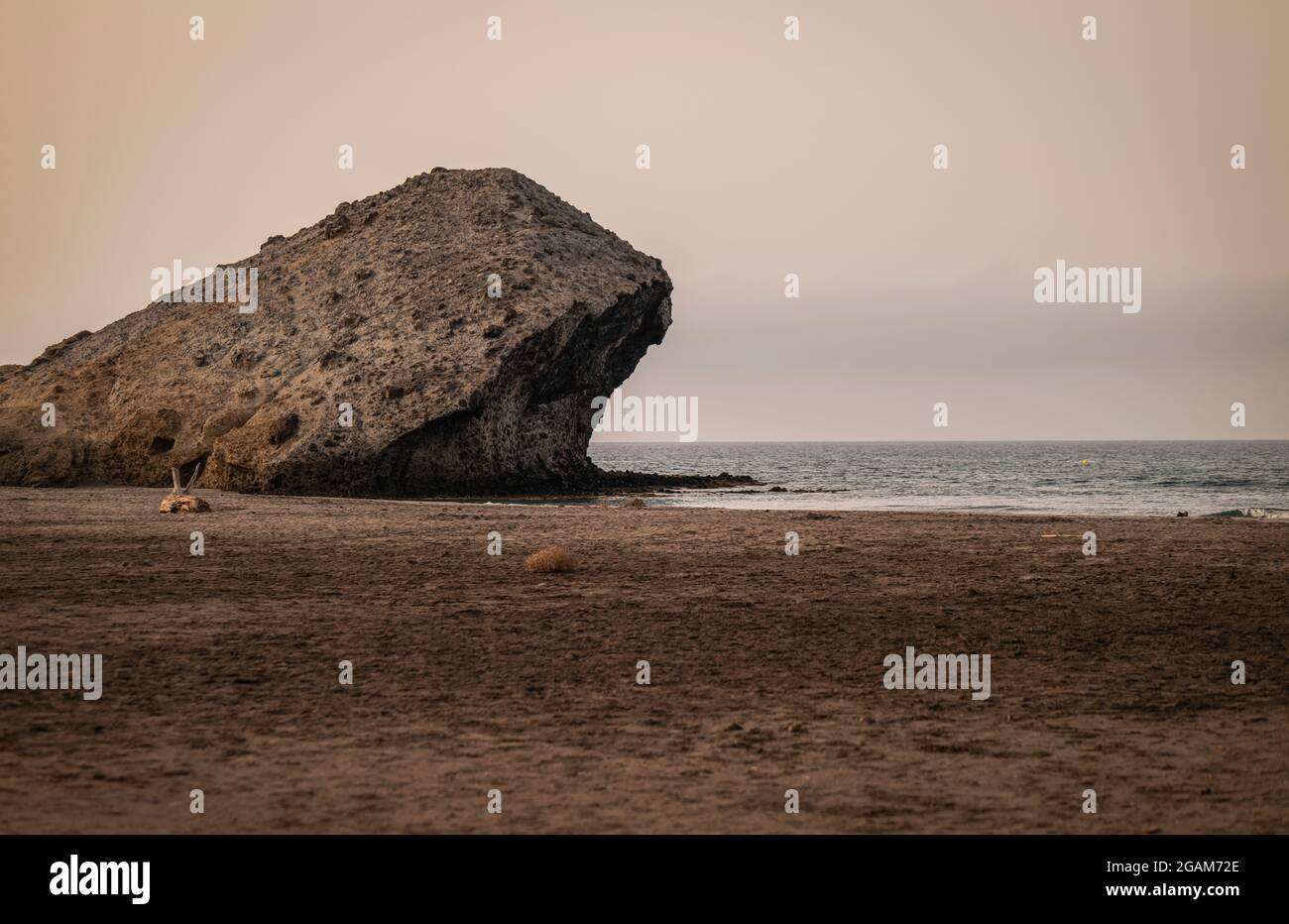 Landscape of Monsul Beach in Cabo de gata, Almeria, Spain, during ...