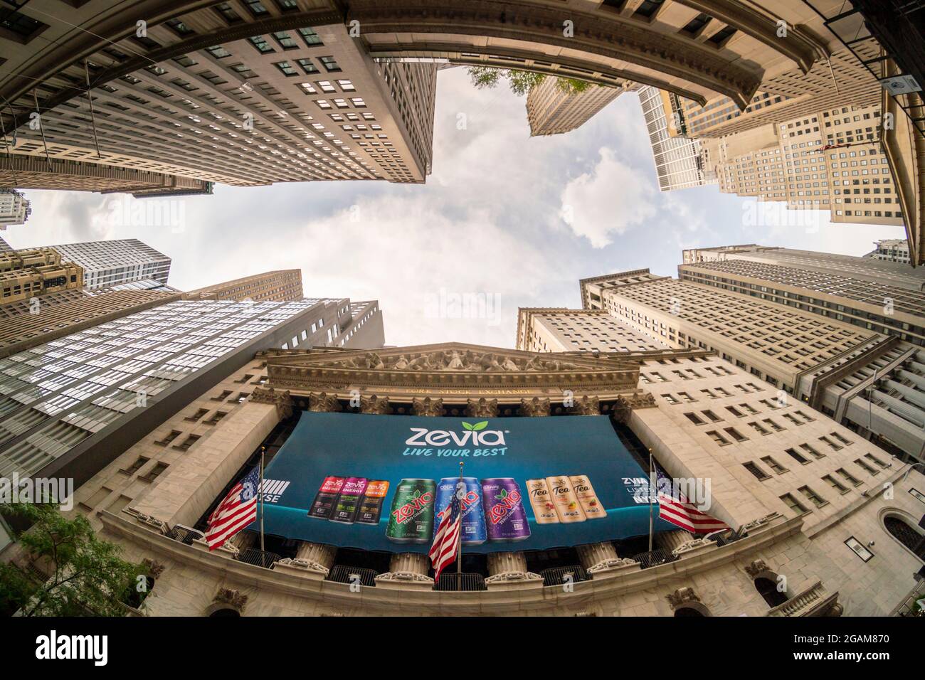 The New York Stock Exchange is decorated on Thursday, July 22, 2021 for ...