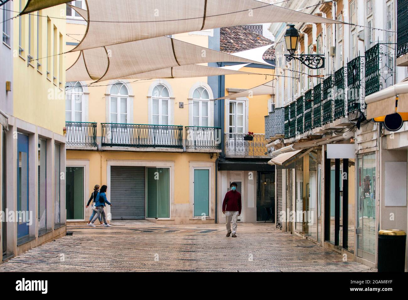 Main center downtown tourist shopping area in Faro city, Portugal Stock ...
