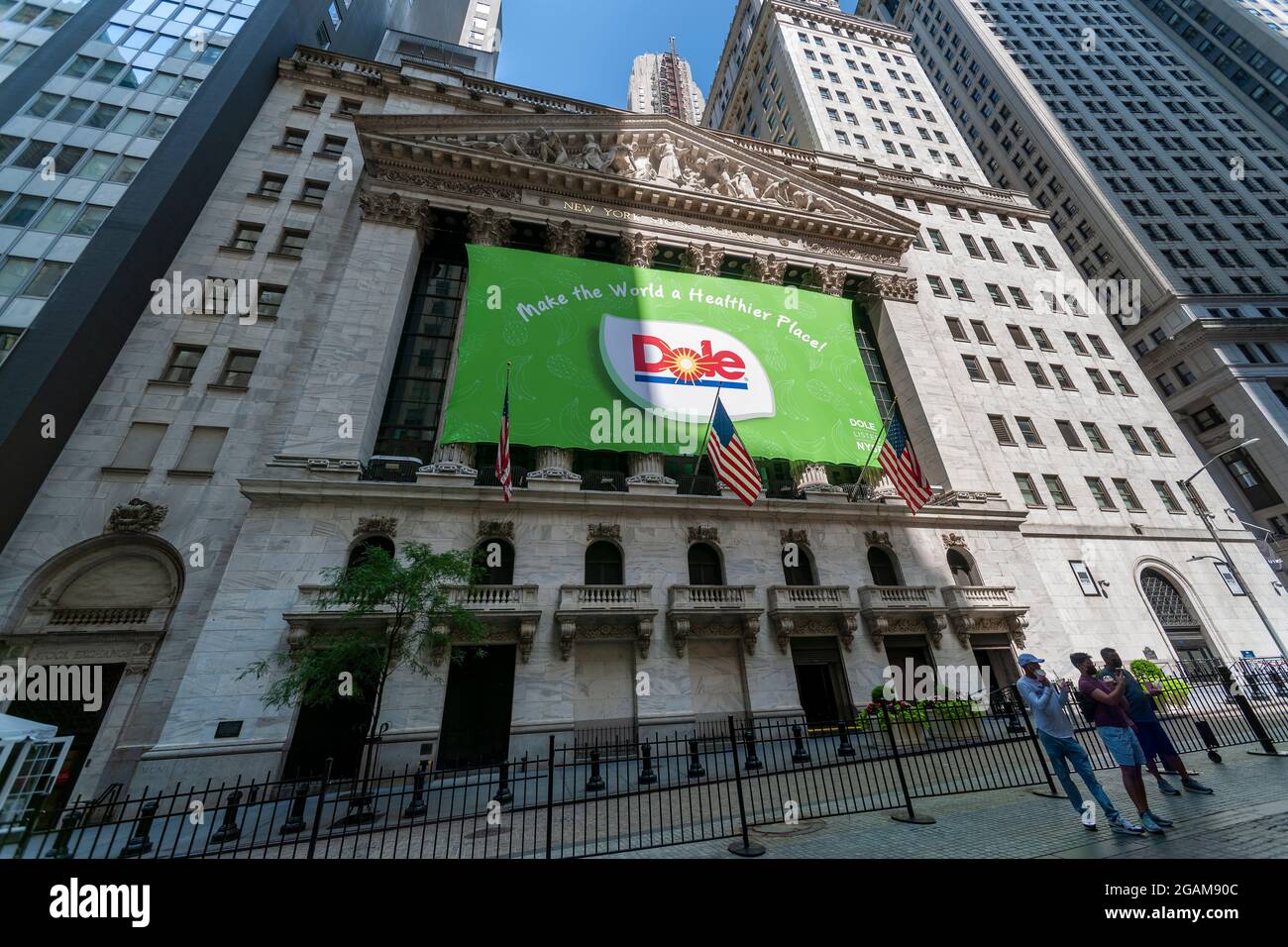 The New York Stock Exchange is decorated on Friday, July 30, 2021 for ...