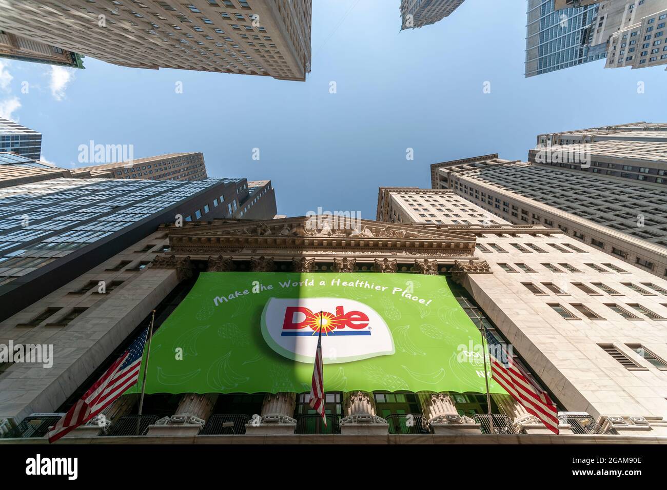 The New York Stock Exchange is decorated on Friday, July 30, 2021 for ...