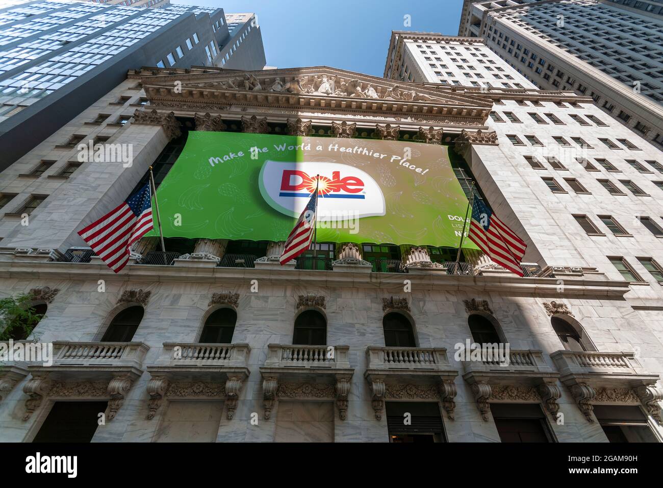 The New York Stock Exchange is decorated on Friday, July 30, 2021 for ...