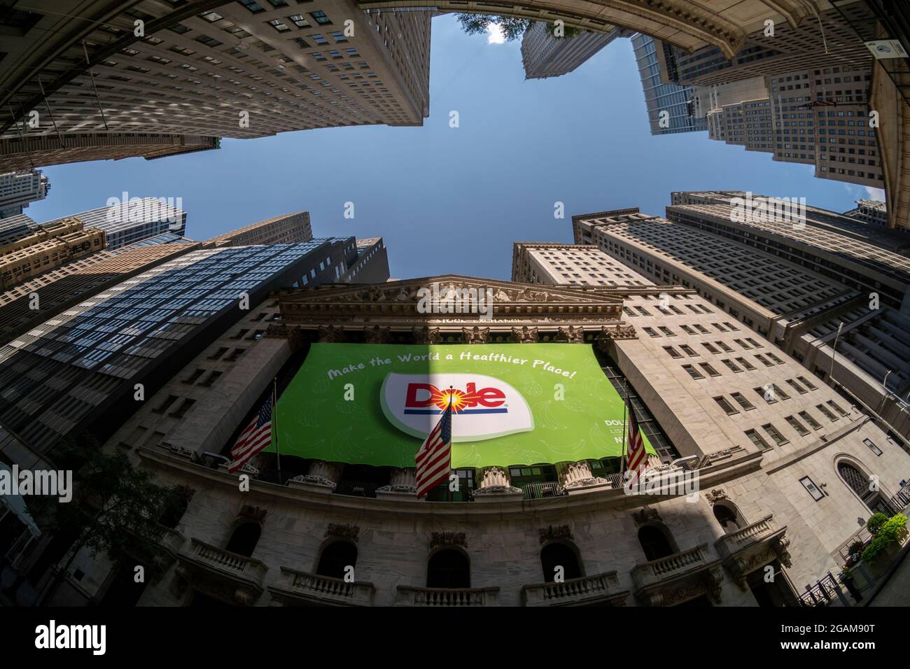 The New York Stock Exchange is decorated on Friday, July 30, 2021 for ...