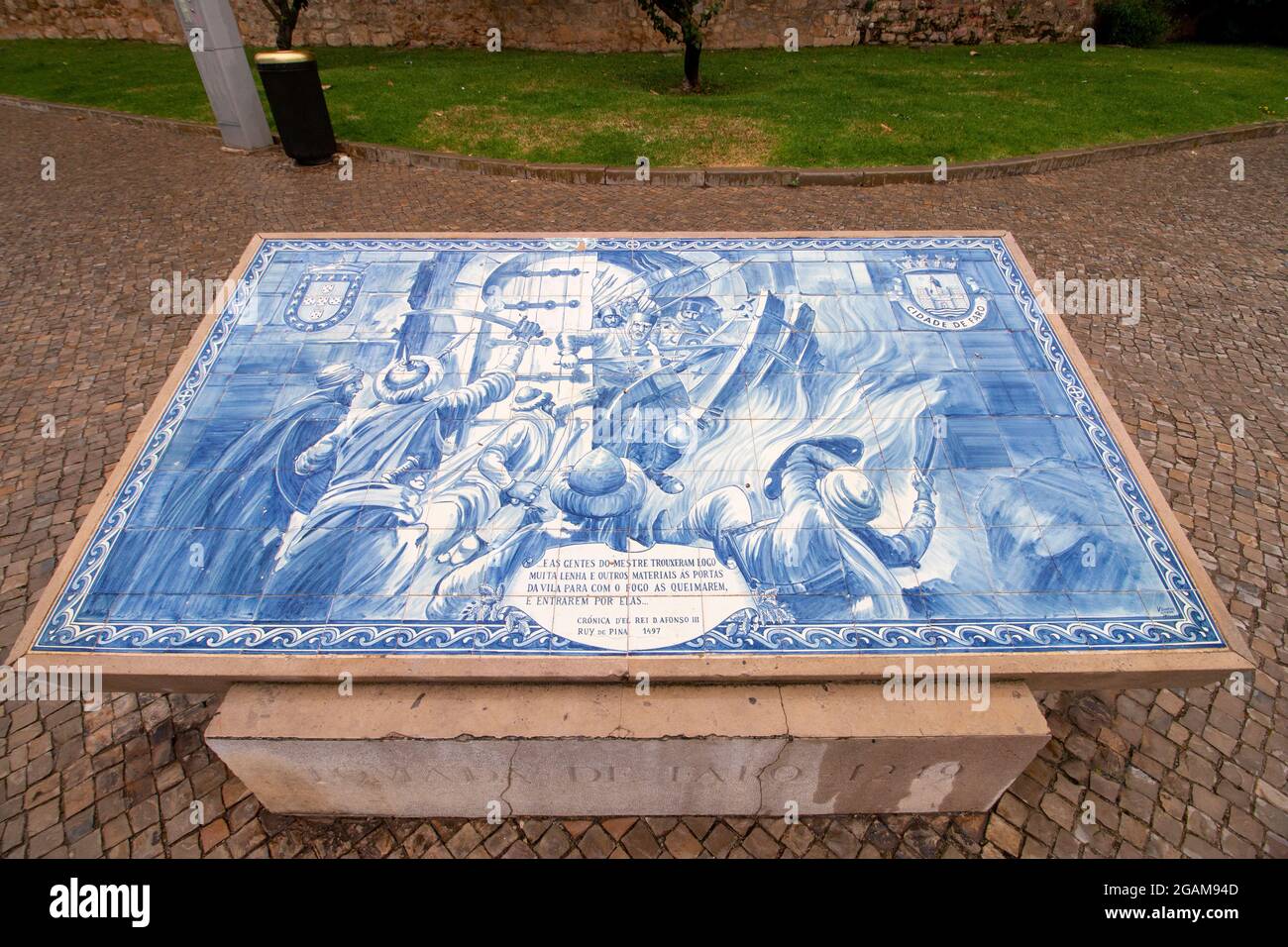 View of the famous Historical castle wall on the city of Faro, Portugal ...