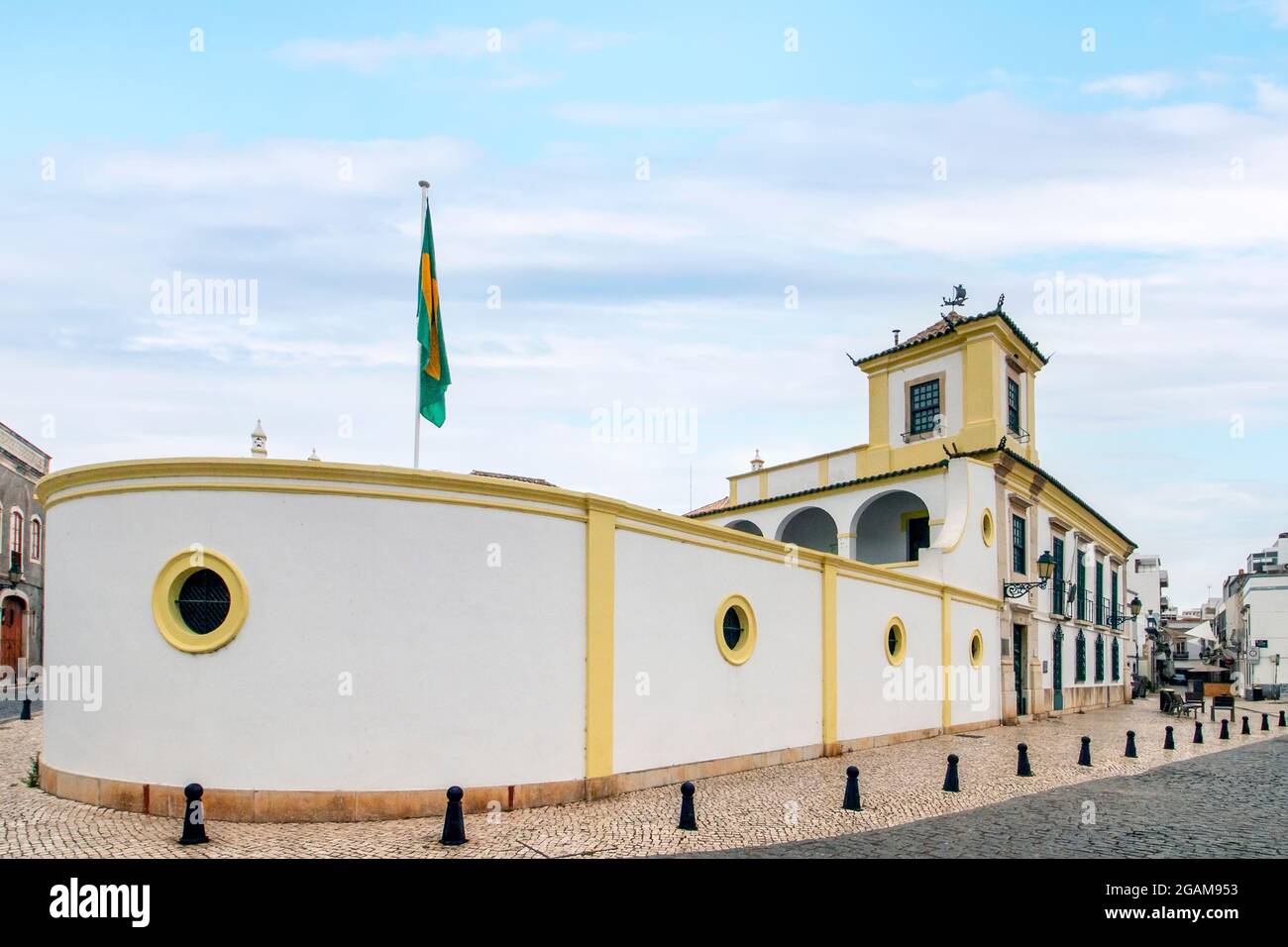 View of the historical building in Faro city in the downtown area ...