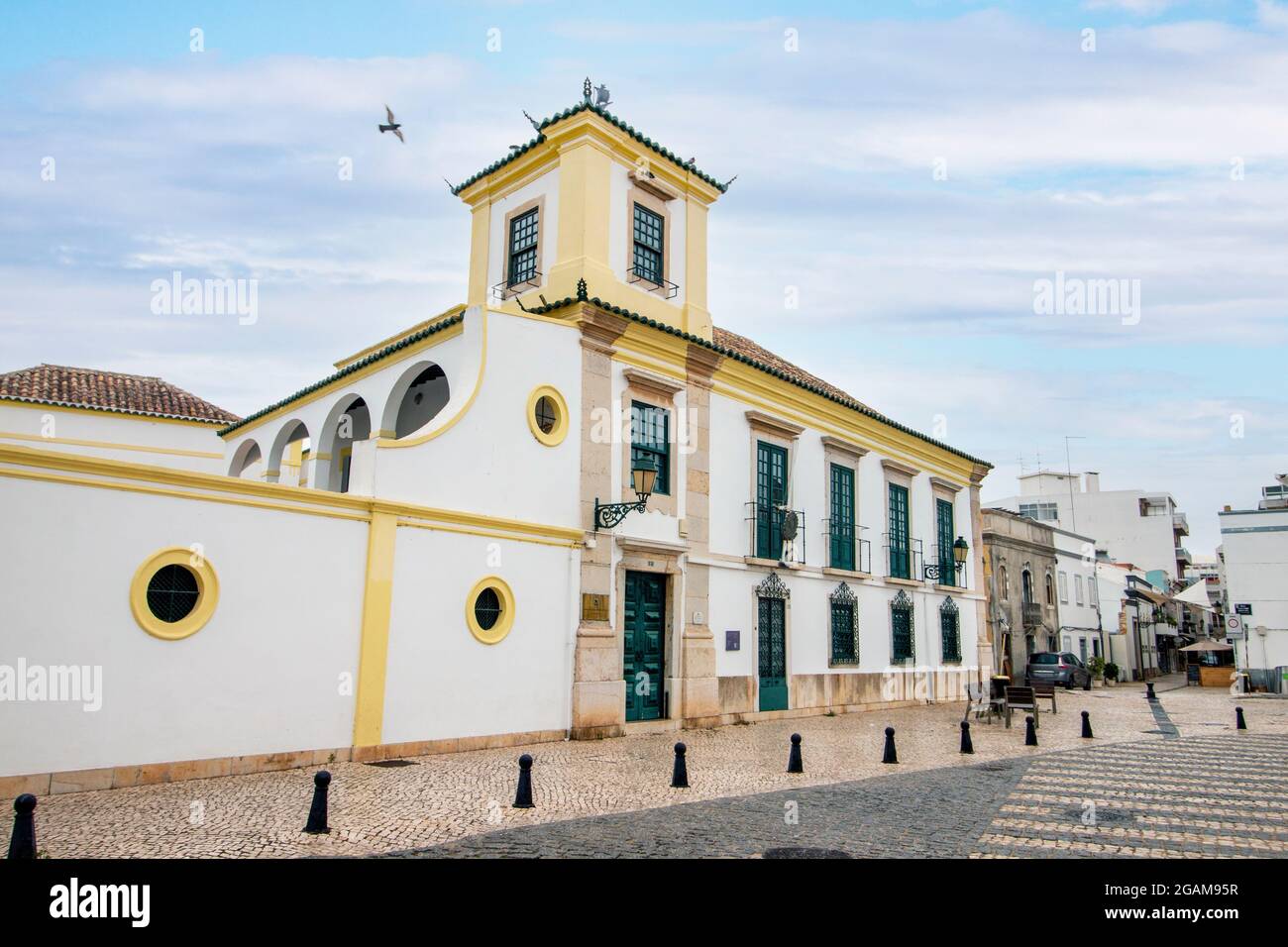 View of the historical building in Faro city in the downtown area ...