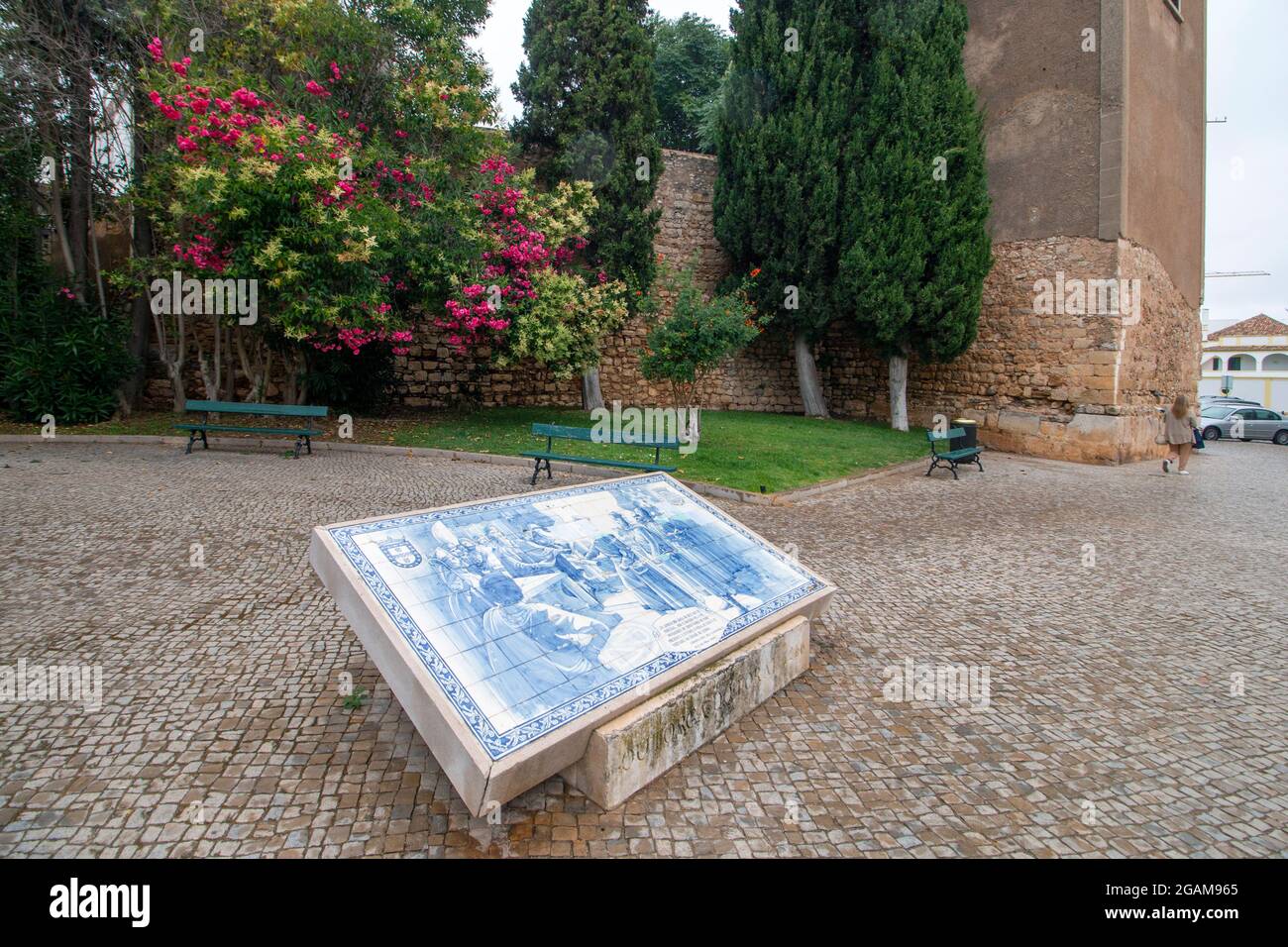 View of the famous Historical castle wall on the city of Faro, Portugal ...