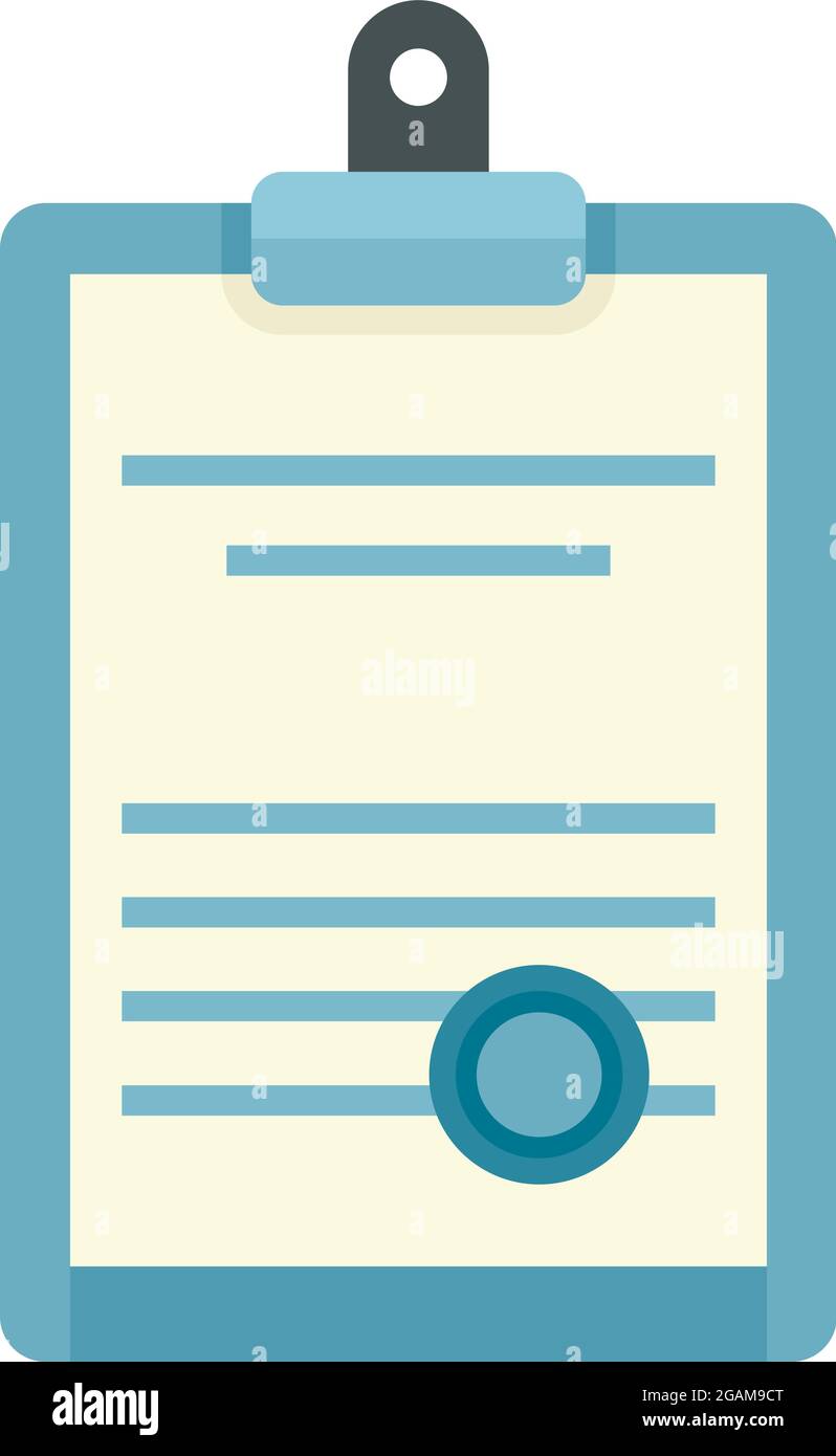 Medical clipboard icon. Flat illustration of medical clipboard vector ...