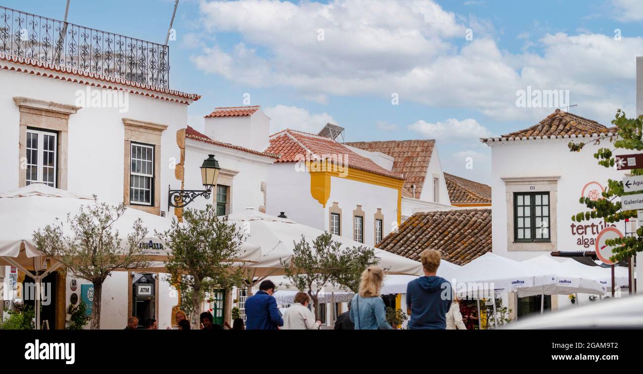 FARO, PORTUGAL- 20th june 2021: Popular restaurant tourist area on the ...