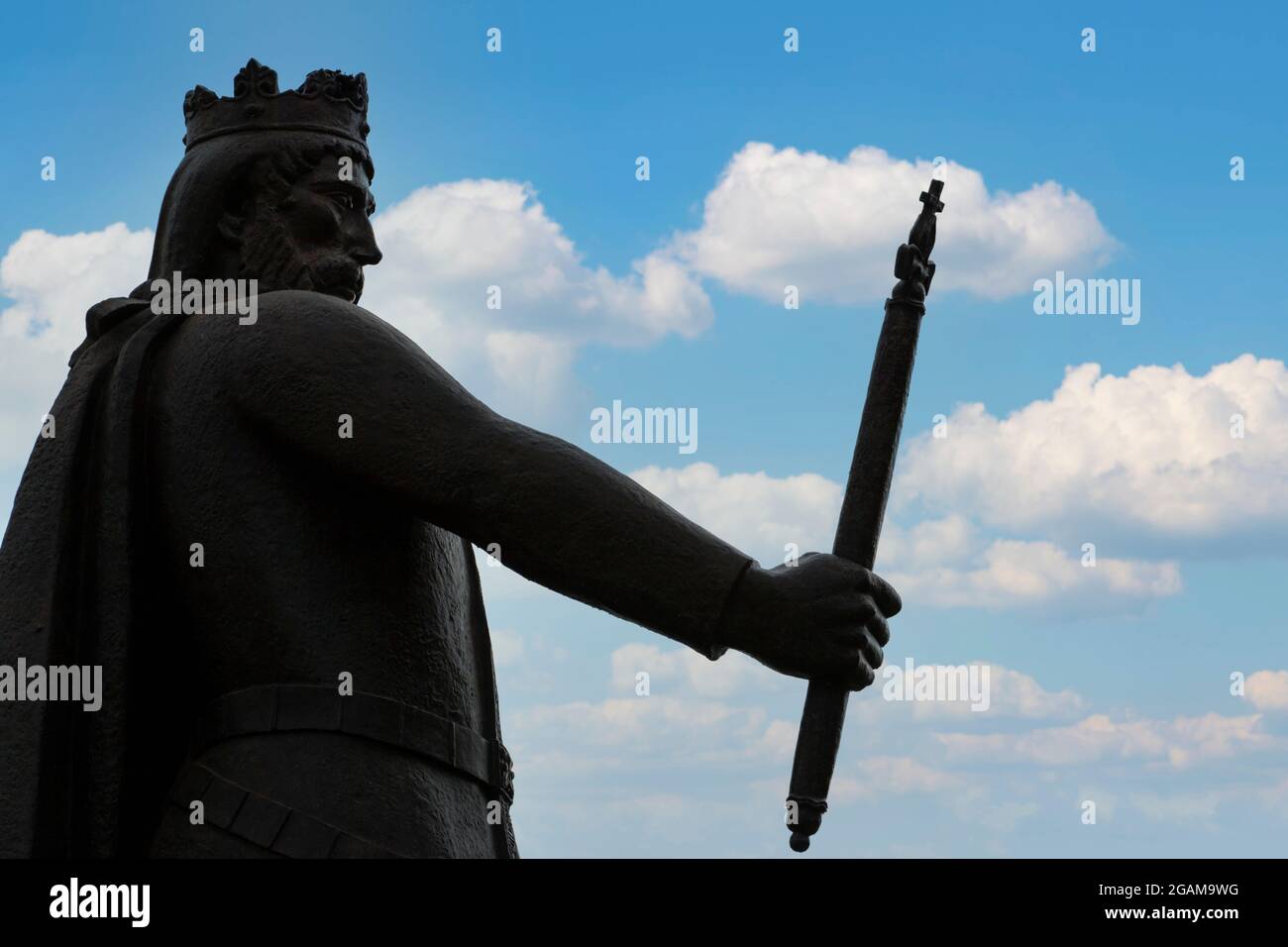 Satue of the first portuguese king Afonso Henriques, located on Faro ...