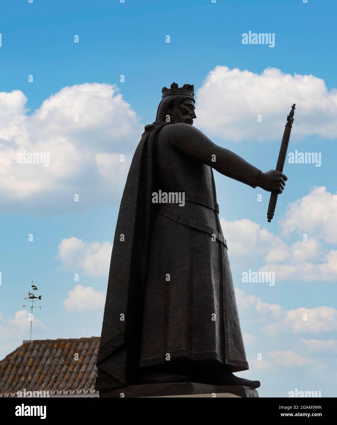 Satue of the first portuguese king Afonso Henriques, located on Faro ...