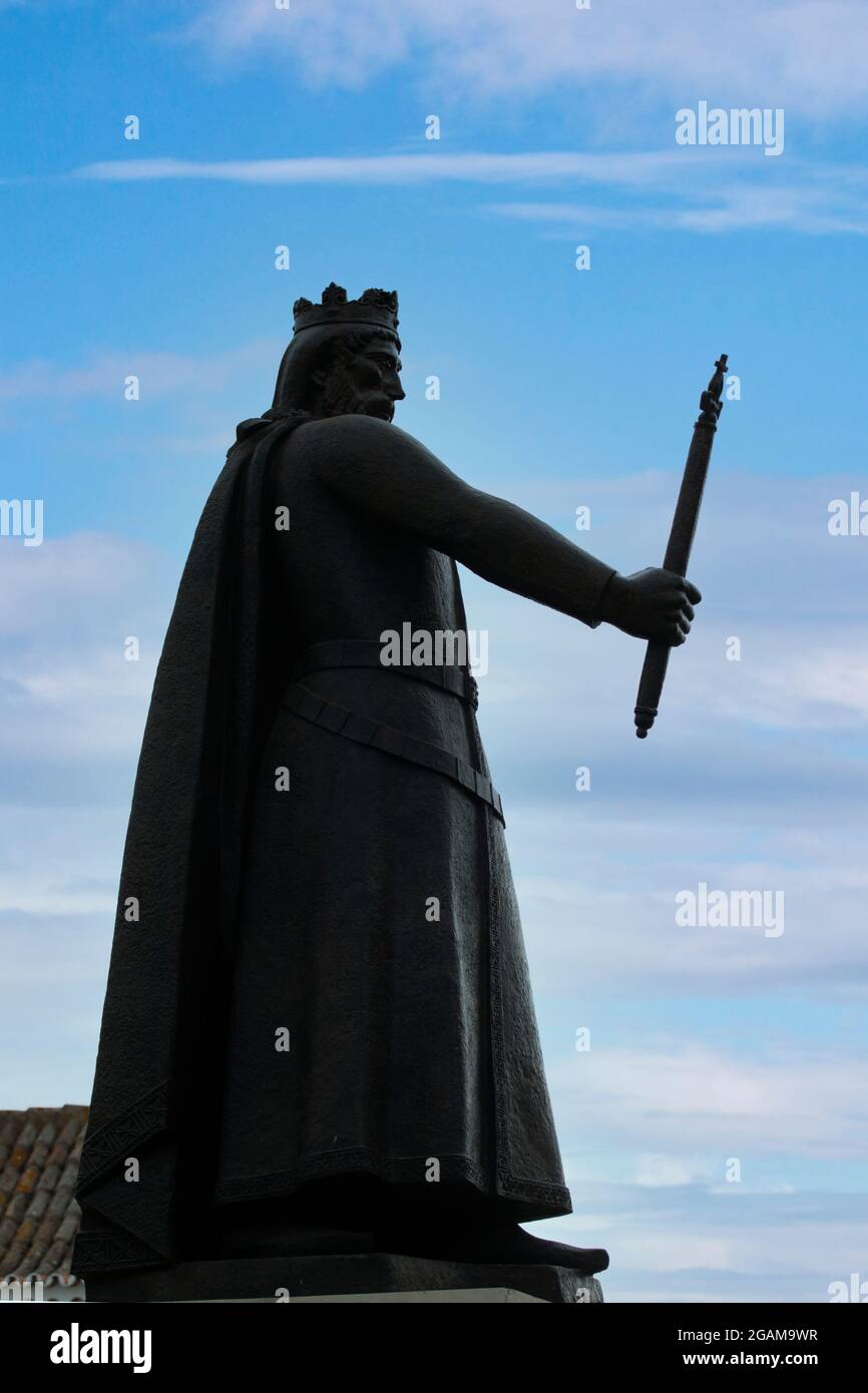 Satue of the first portuguese king Afonso Henriques, located on Faro ...