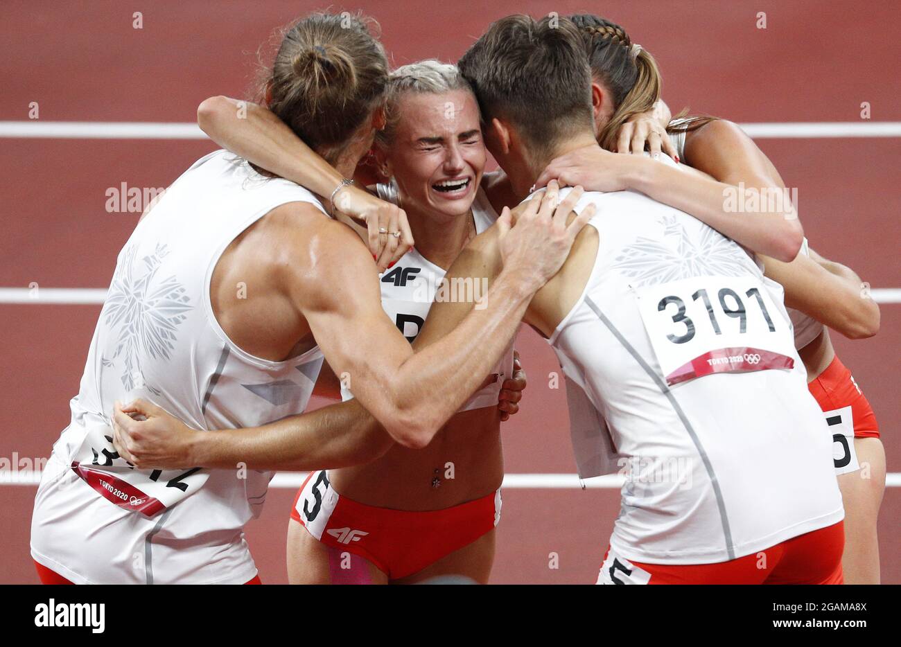 Tokyo, Japan. 31st July, 2021. Members of the Polish team celebrate ...
