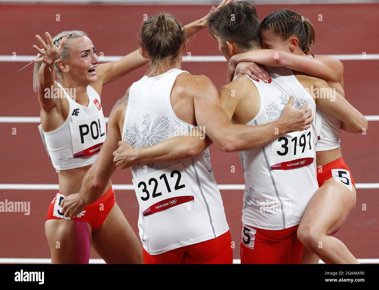 Tokyo, Japan. 31st July, 2021. Members of the Polish team celebrate ...