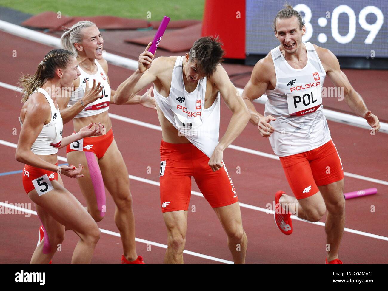 Tokyo, Japan. 31st July, 2021. Members of the Polish team celebrate ...