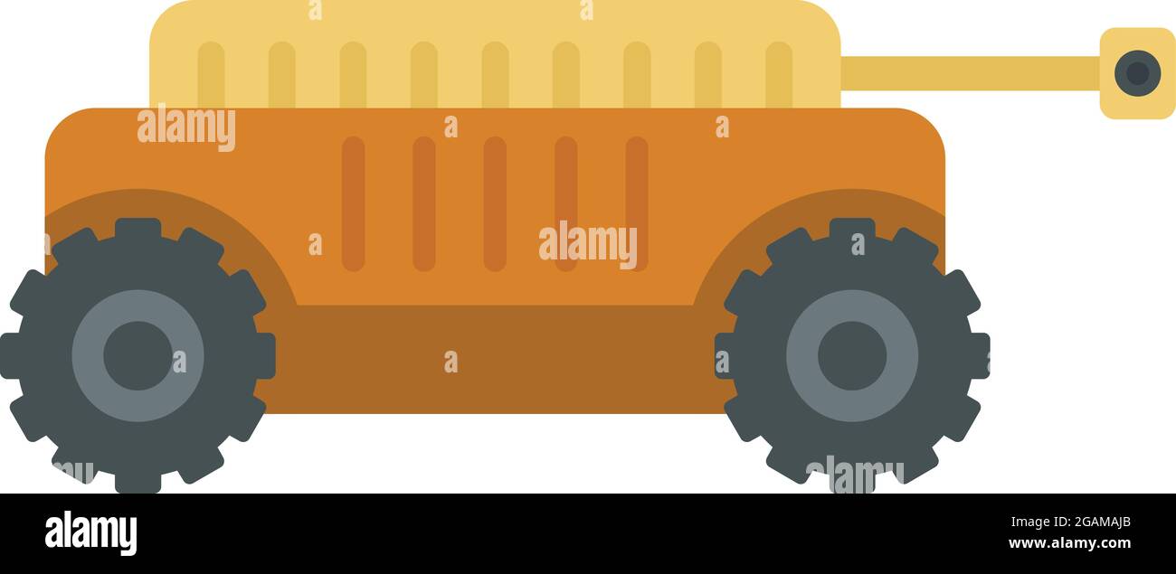 Self driving farm machine icon. Flat illustration of self driving farm ...