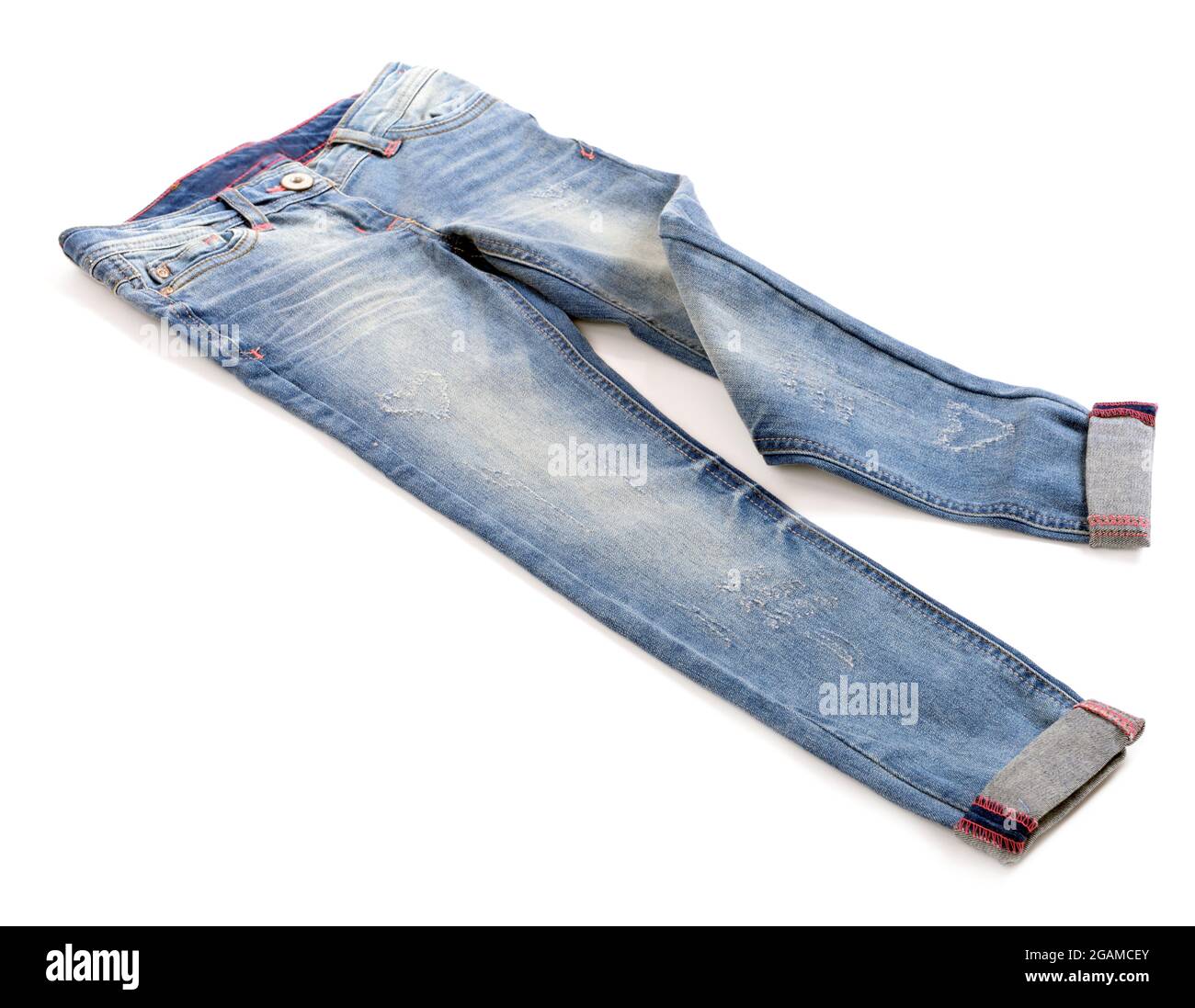 Blue jeans isolated on white background Stock Photo - Alamy