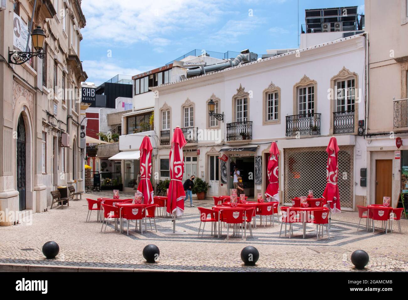 FARO, PORTUGAL - june 2021: Close view of Typical Portuguese buildings ...