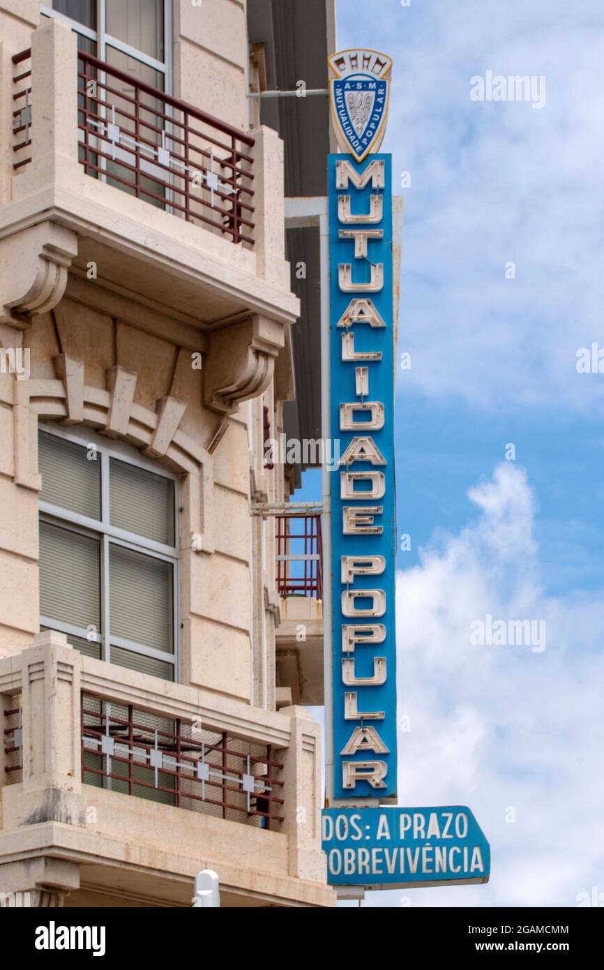 FARO, PORTUGAL - june 2021: Large retro vintage neon sign on side of ...
