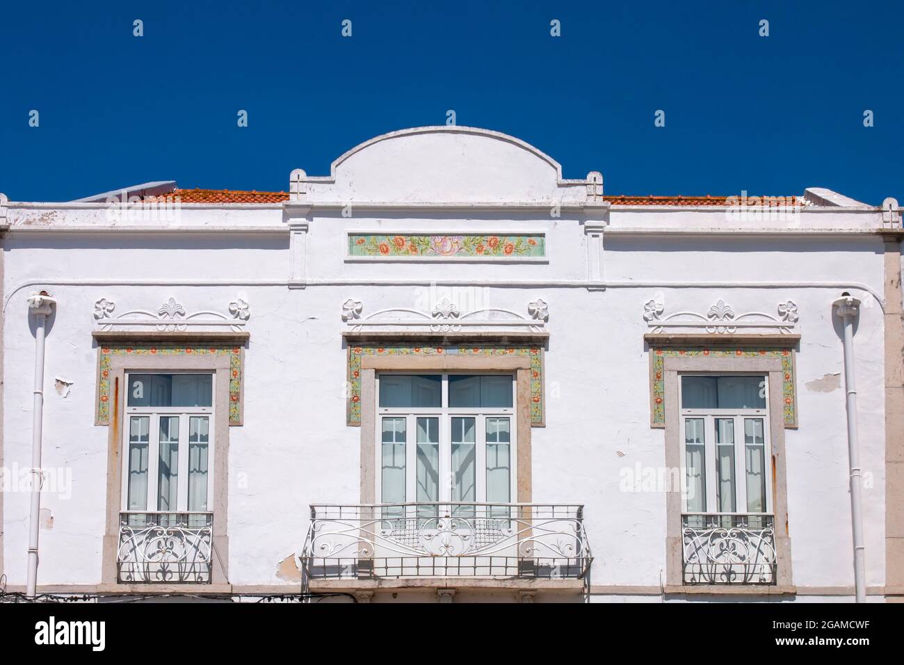 Exterior view of the typical portuguese architecture of the Algarve ...