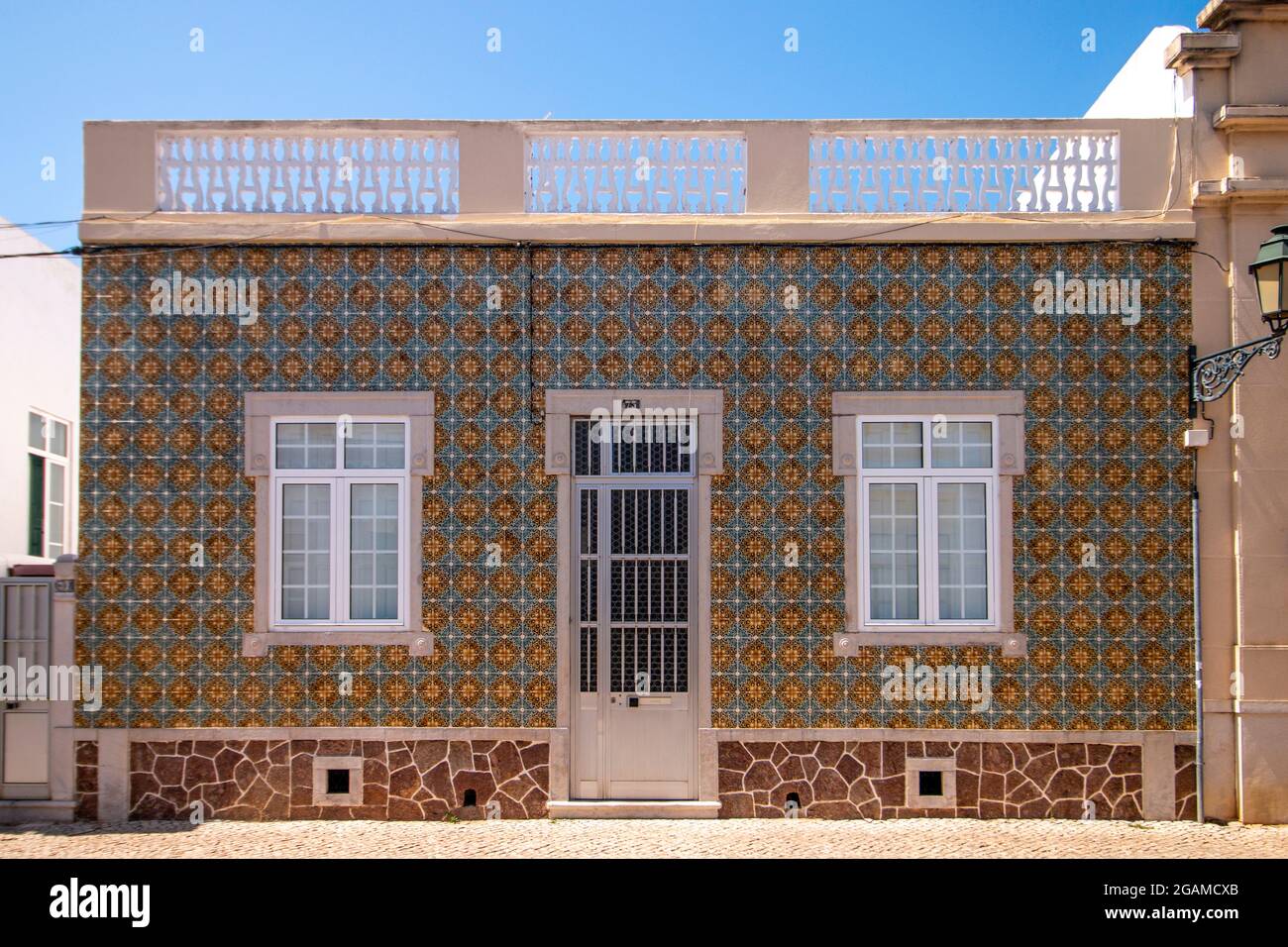 Exterior view of the typical portuguese architecture of the Algarve ...