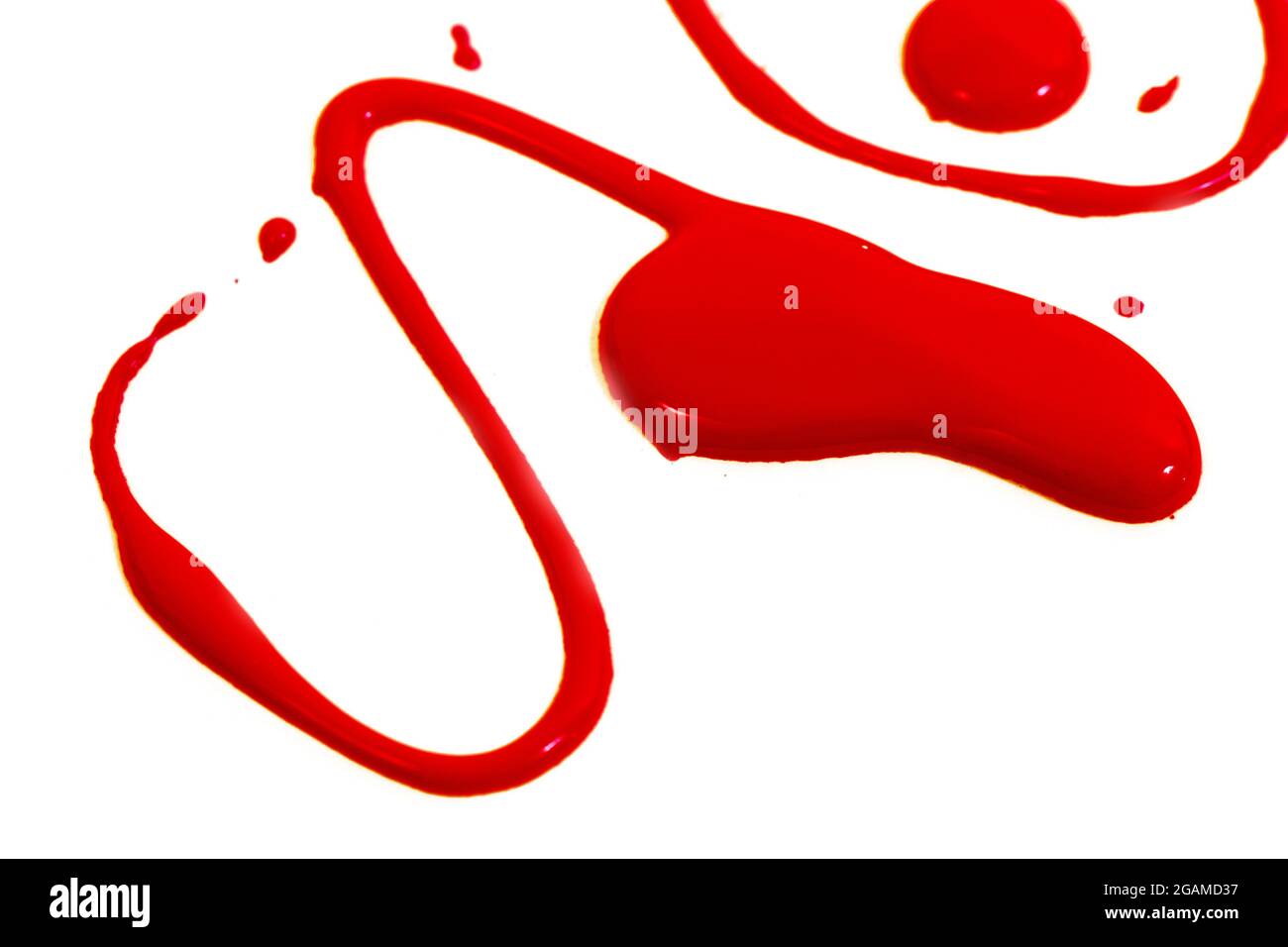 blood stain drops isolated on a white background Stock Photo - Alamy