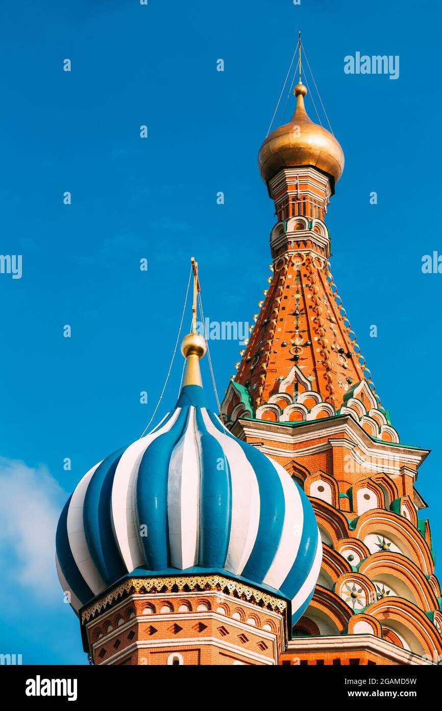 The Saint Basil's Cathedral, is a famous church in Red Square in Moscow ...