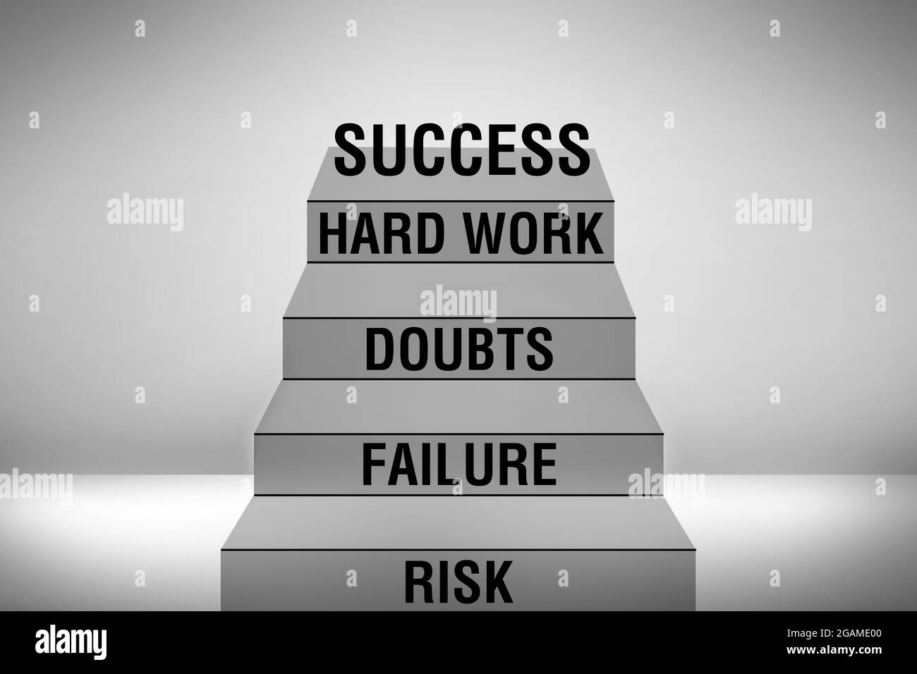 3D Rendered Minimalist Stairs Showing the concept of Failure and hard ...