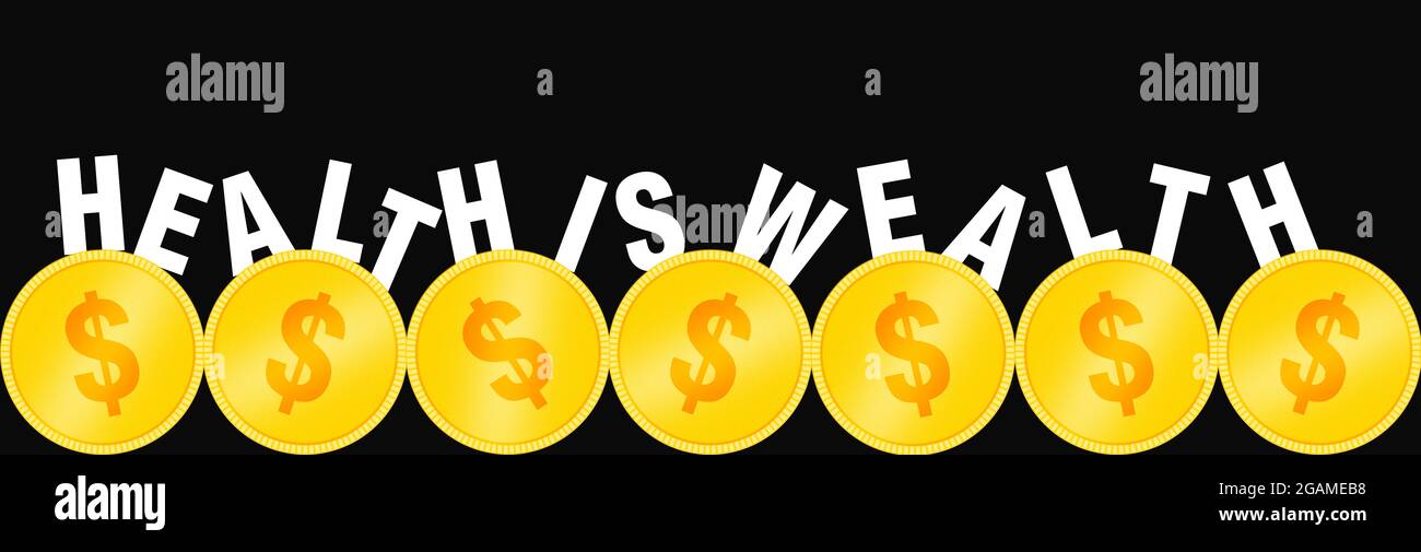 Health is Wealth Concept Background with 3D Rendered Gold Dollar Sign ...