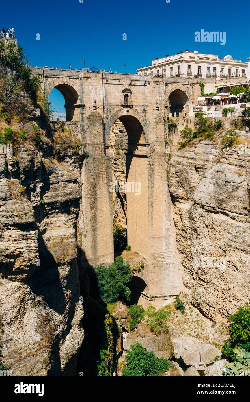 The New Bridge Puente Nuevo in Ronda, Province Of Malaga, Spain Stock ...