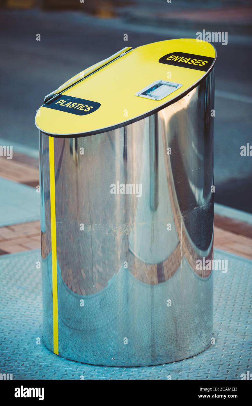 Metal Waste bins, trash cans for separate waste outdoor Stock Photo - Alamy