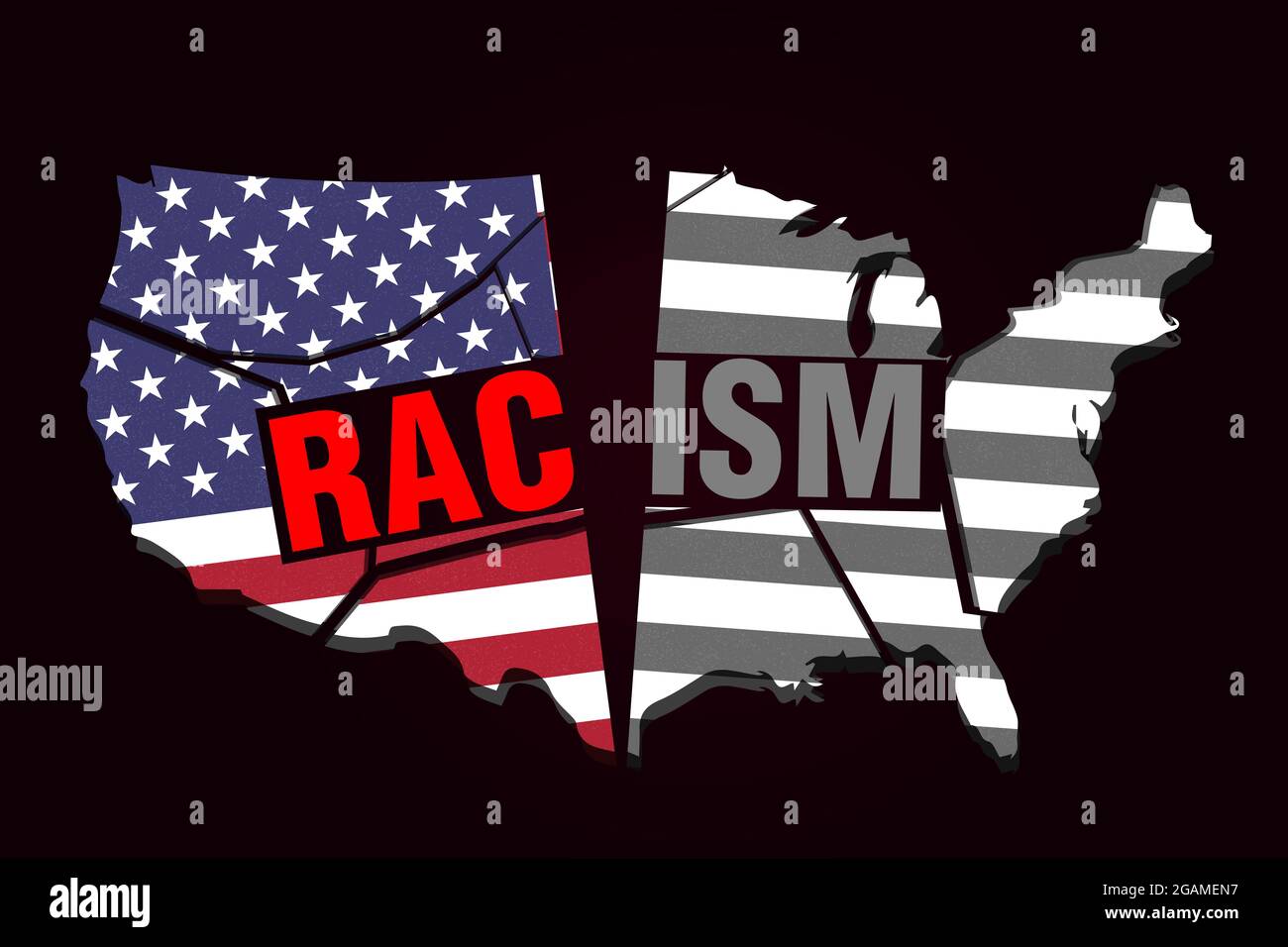 Racism is destroying the United States of America, 3D Rendered US Map ...