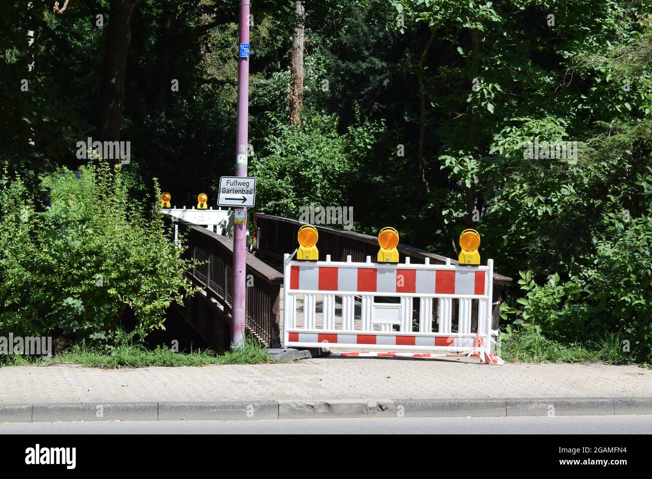 damaged an blocked bridge across the Nette Stock Photo - Alamy